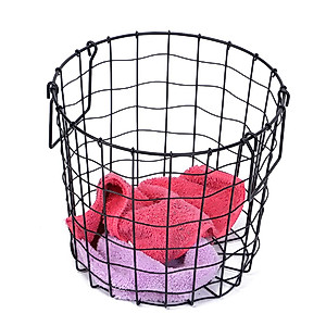 RXMORI Iron Wire Laundry Hamper, Nusery Storage Basket Bin, Bathroom Iron Dirty Clothes Laundry Basket Storage Holder Organizer, Laundry Sorter Clothes Basket Organizer