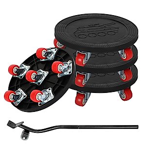 Lunarlipes Upgraded 6 Wheel Heavy Duty Furniture Movers, Moving Dolly Lifter Tool Set, 360 Swivel Silent Wheels, 1600 Lbs.Capacity, for Heavy Furniture Such as Refrigerators, Closets