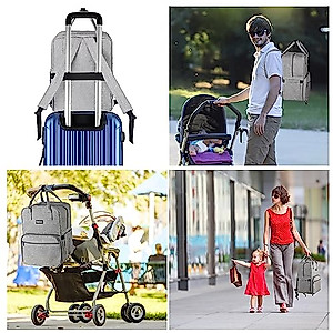 Hamtery Bottle Warmer Backpack with Breastmilk Cooler Bag, Diaper Bag Backpack for Mom and Dad, Fits Most Brands of Portable Bottle Warmer for Travel and 4 Baby Bottles up to 8 Ounces