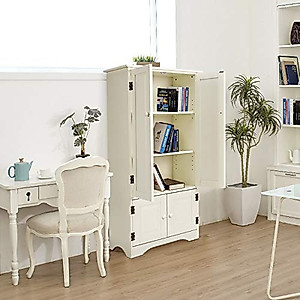 Giantex Accent Floor Storage Cabinet Adjustable Shelves Antique 2-Door Low Floor Cabinet Pantry 24" Lx13 Wx49''H (White)