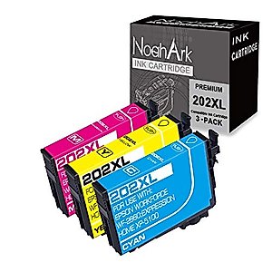 NoahArk 3 Packs 202XL Remanufactured Ink Cartridge Replacement for Epson T202XL 202 XL High Yield for Epson Expression Home XP-5100 Workforce WF-2860 Printer (1 Cyan, 1 Magenta, 1 Yellow, 3-Pack)