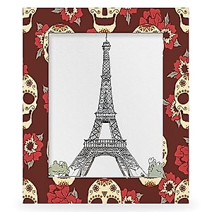 POFATO Skulls Red Rose11x14 Picture Frame Wood Photo Frame for Tabletop Display Wall Mount Picture Frame Display 11 x 14 Inch Photo Wall Decor Home Gift Frames