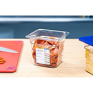 Carlisle FoodService Products StorPlus Plastic 1/6 Food Pan with Integrated Label For Restaurants, 2.5 Quarts, Clear