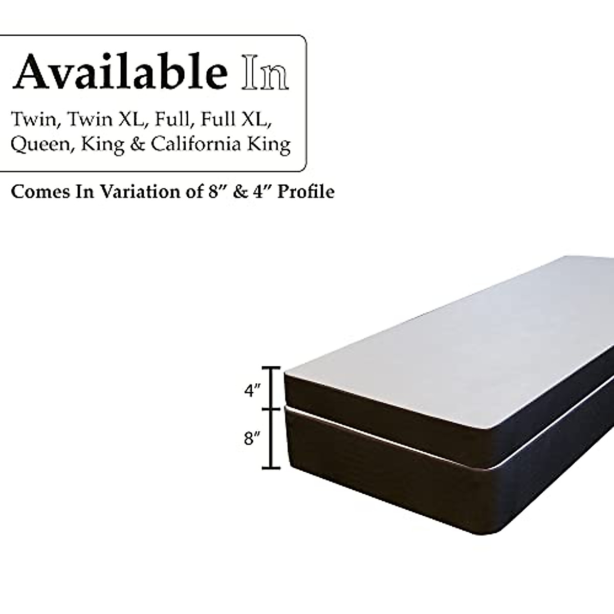 Spring Solution 4-Inch Wood Split Low Profile Traditional Box Spring/Foundation for Mattress Set, California King, Black