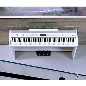 Roland FP-60X 88-Key Digital Piano - White Bundle with Roland KSC-72 Stand, Roland KPD-90 Three Pedal Unit, Bench, Instructional DVD, Online Piano Lessons, and Austin Bazaar Polishing Cloth