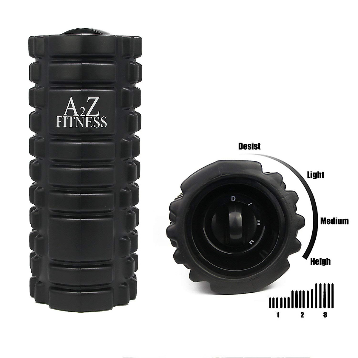 A2Z Fitness 3-Speed Vibrating Foam Roller - High Intensity Vibration for Deep Tissue Trigger Point Sports Massage and Muscle Recovery - Comes with 1 Year Warranty and Free Carry-On Bag