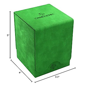 Gamegenic Squire 100+ XL Convertible Deck Box Card Storage Box with Removable Cover Clips Holds 100 Double-Sleeved Cards in Extra Thick Inner Card Sleeves Green Color Made by Gamegenic (GGS20100ML)