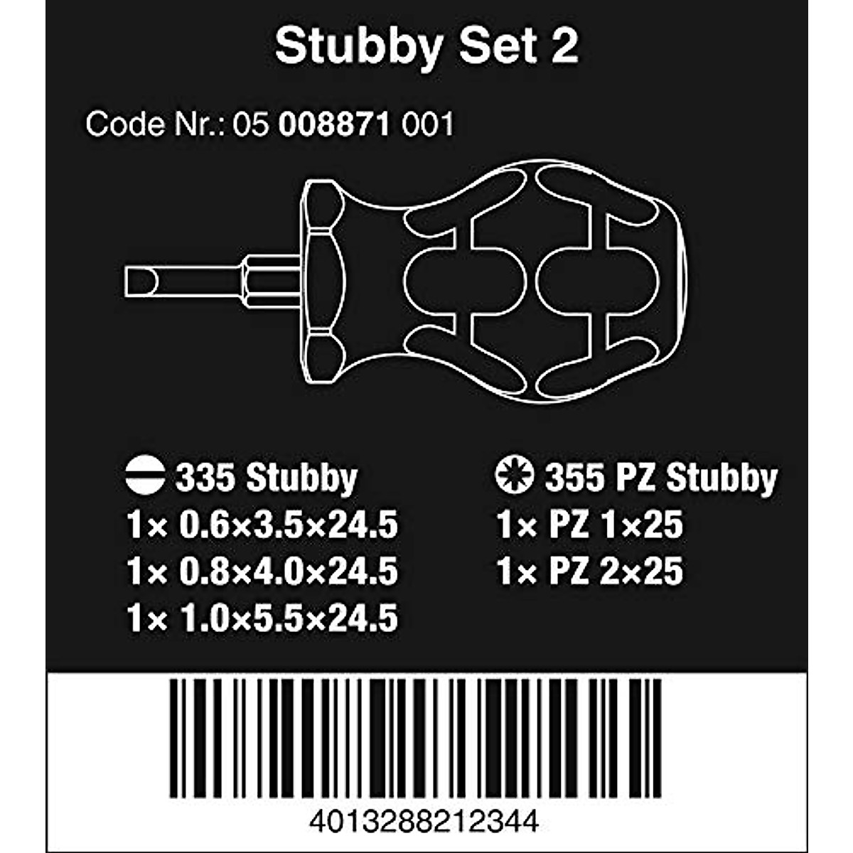 Stubby Set 5pc Pozidriv/Slotted