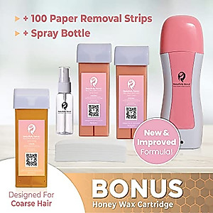 soft wax roller kit for hair removal- wax cartridge X3 / 2 unique formulas included, one: coarse hair (bikini) and 2 for Soft hair arms, legs etc This roll waxing kit is ready to use in 20 seconds