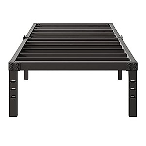 Kydins Bed Frame Twin Size with Storage Headboard Holes Black Metal Platform Bed Frames No Box Spring Needed 3500 Lbs Noise-Free Non-Slip Heavy Duty Mattress Foundation 16 Inch
