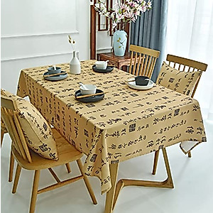 Rectangular Table Cover Chinese Characters Painting Waterproof Tablecloth Picnic Blanket Room Decor Aesthetic Kitchen Items M-3 140x200cm