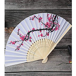 Delicate Cherry Blossom Design Folding Fan Favors Silk Folding Hand Fan Wedding Favors Gifts Favors Gifts Fan Girls Ladies Church Wedding Gift Party Favors DIY Decoration Music Festival Party Parade