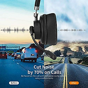 Truck Driver Bluetooth Headset/Office Headset, BT5.0 Wireless Over The Head Headset with Extra Boom Noise Cancelling Mic for Cell Phones,Call Center, Skype, VoIP, Home Work,Trucker