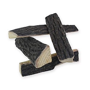 Dulousia Anyneo Ceramic Wood Logs, Gas Fireplace Log, Indoor Outdoor Fire Pits Lifelike Branch Gas Log for Vent Free, Propane, Electric, Gas Inserts (style B-4pcs)