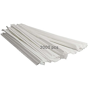 PerfectStix Plastic Straws Wrapped 2000 Pack - 8 inch Drinking Straw, Foodservice Disposable Straws, Bulk Set 2000CT