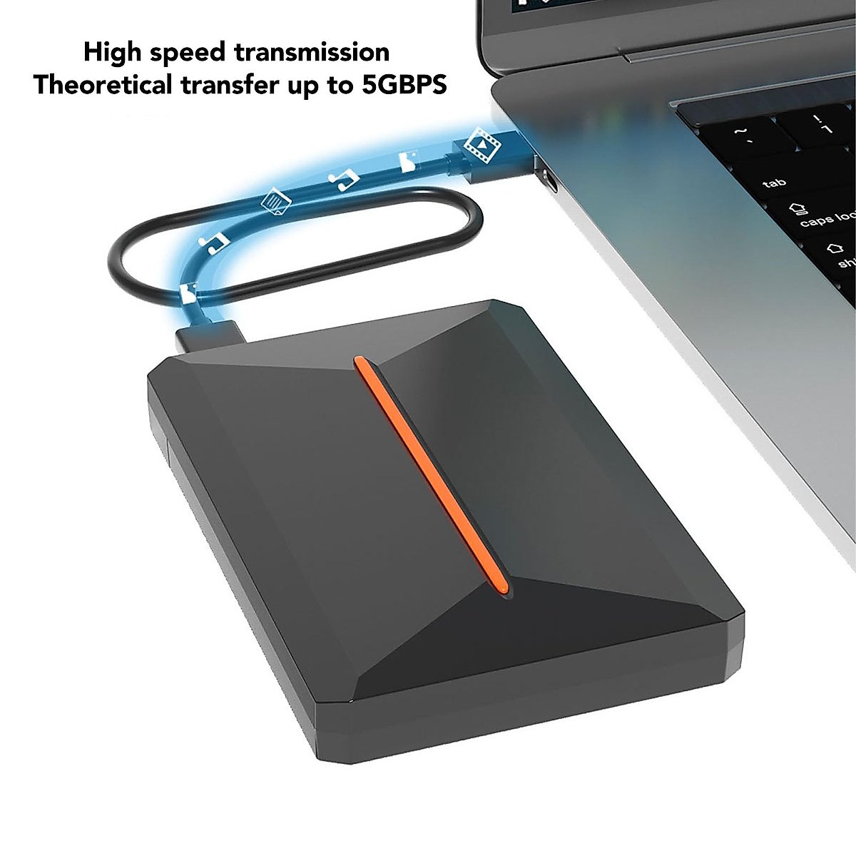 2.5inchExternal Hard Drive Enclosure, 5Gbps Transfer Speed, Plug and Play, Supports up to 2TB, for Windows, for Lunix for OS X