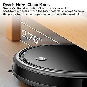 TCL Sweeva 2000 Robot Vacuum Cleaner Ultra Slim 2.76inch, 2000Pa Suction for Pet Hair, Hard Floor & Medium-Pile Carpets, 150mins Runtime, Washable Filter, WiFi & Alexa/Google Enabled