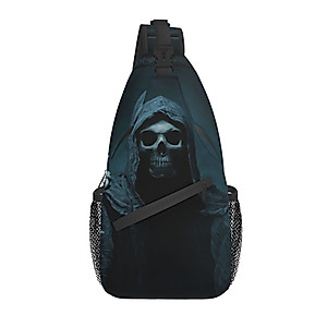 DZUAIKIT Sling Backpack Grim Reaper Reaching Print Crossbody Shoulder Sling Bag For Men & Women