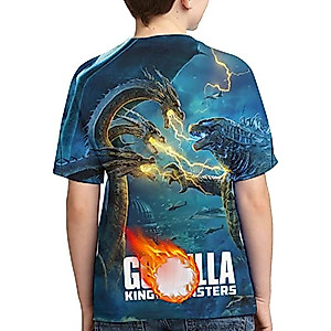 Midz Teen Shirt Monster Dinosaur Tee 3D Printing Shirts Boys Girls T-Shirt Crew Neck Short Sleeve 5-Small