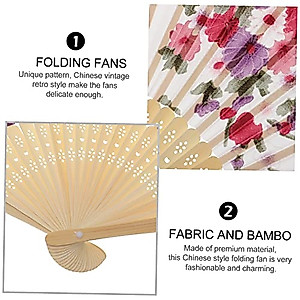 MUSISALY 2pcs Chinese Dancing Fans Chinese Silk Fans Silk Folding Fans folded fan Japanese Style fan Hand Bamboo Fans Japanese Hand Fan mini fan decorate men and women Chinese style Wooden