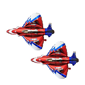 Large Fighter Jet Airplane Balloons Cartoon Flying Party Happy Birthday Banner Star Foil Balloon for Boys Girls Kids 1st 2nd 3rd 4th Birthday Baby Shower Party Supplies Decorations