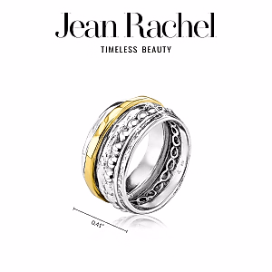 925 Sterling Silver/14K Gold Plated Silver Spinner Ring Unisex, Bold Hammered Beaded/Freshwater Pearl Floral Etched and Hammered, Oxidized, Hypoallergenic, Nickel Lead-free, Made in Israel (Size 5-11)