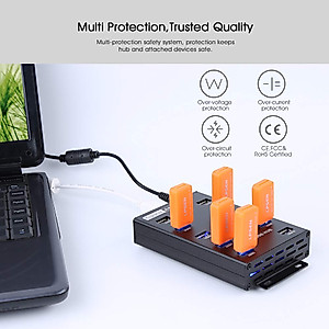 Sipolar-USB Hub- 10 Ports USB Data Hub-Industrial USB Powered Hub - USB 2.0 Hub for Mining, Bitcoin Miner