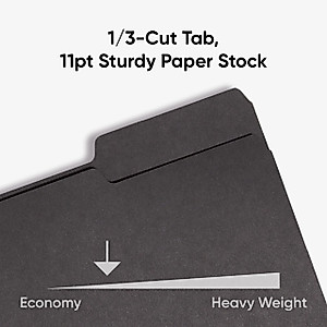 Smead Interior File Folder, 1/3-Cut Tab, Letter Size, Black, 100 per Box (10243)
