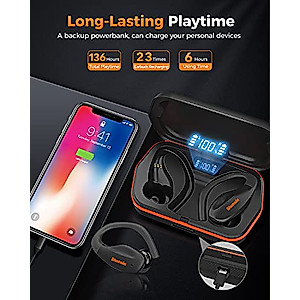 Bluetooth Earbuds Bluenin T30 True Wireless Stereo Earbuds Bluetooth Headphones with 2500mAh LED Display Charging Case, Fingerprint One Touch Control,Waterproof Sport Earbuds for Work Out (Black)