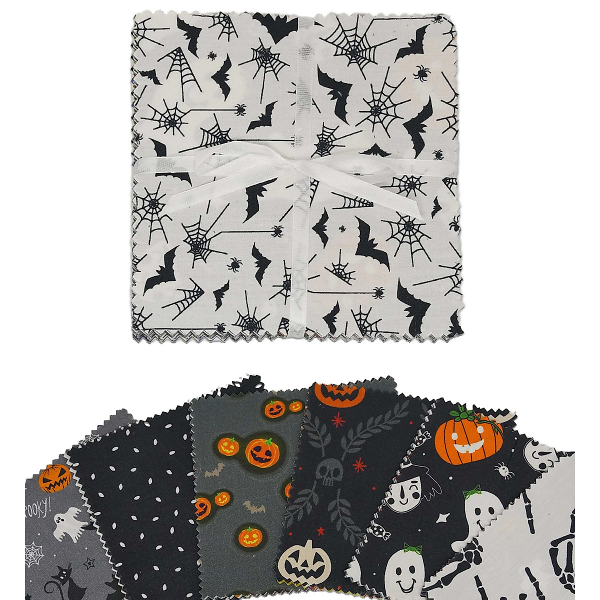 Soimoi Precut 5-inch Halloween Prints Cotton Fabric Bundle Quilting Squares Charm Pack DIY Patchwork Sewing Craft