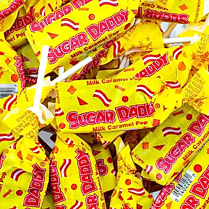 Sugar Daddies Milk Caramel Pops, 48-Count 0.47 oz. Pops – Long Lasting Caramel Lollipops with Pop-Up Display Box for Office, Classroom, Holidays (1.39 lb.)