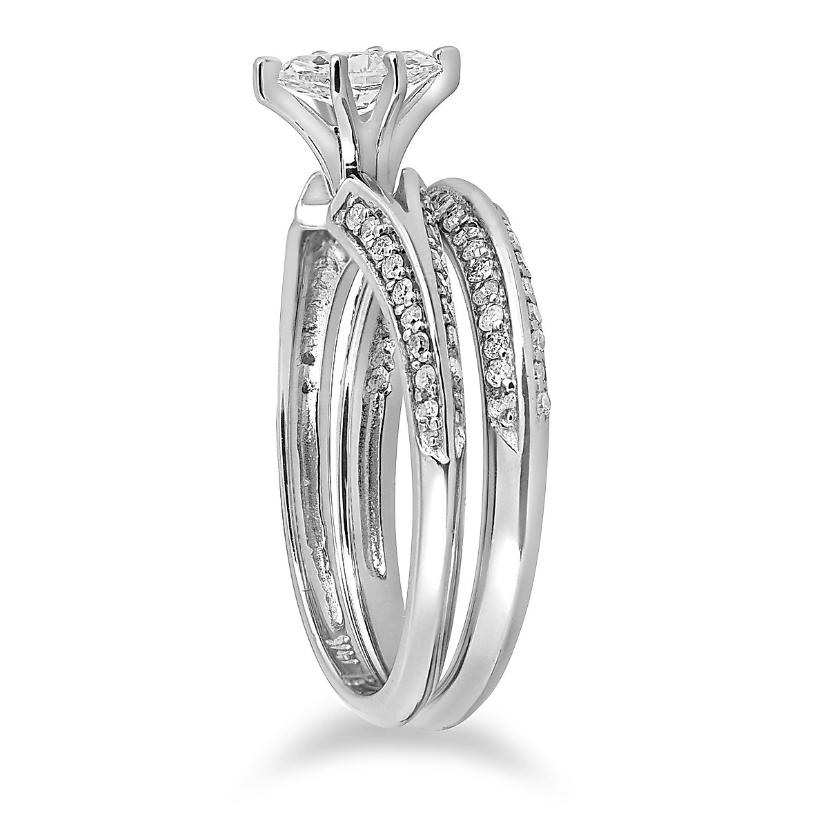 3/4 ct Marquise Diamond Engagement Wedding Ring Set 14k White Gold - Size 5.5