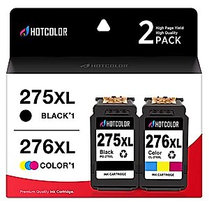 HOTCOLOR Printer Ink 275 276 XL Replacement for Canon 275 and 276 Ink Cartridges XL PG-275XL/CL-276XL for Canon PIXMA TS3522 TS3520 TR4720 (1+1, 2 Pack)