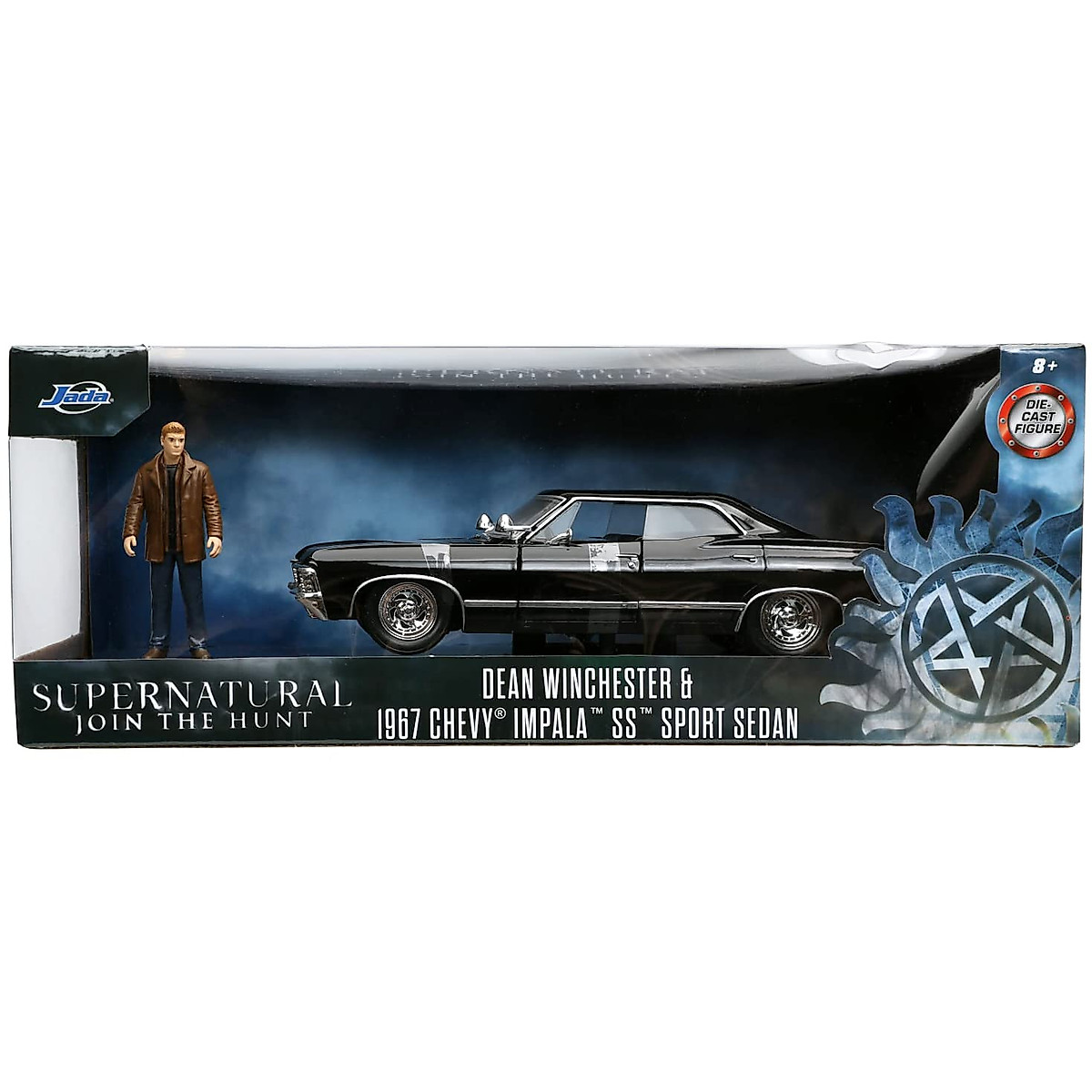 1967 Chevy Impala SS Sport Sedan Black & Dean Winchester Diecast Figurine Supernatural (2005-2020) TV Series 1/24 Diecast Model Car by Jada 32250