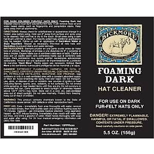 Bickmore Foaming Dark Hat Cleaner | Remove Dirt, Dust, Fingerprints & Sweat Stains - Great for Fur - Felt Cowboy Hats, Baseball Hats & More