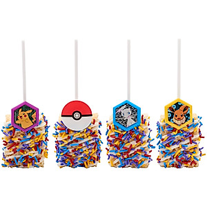 DecoPac Pokémon I Choose You Rings, Cupcake Decorations With Pikachu, Eevee, Mew, and Poké Ball, Multicolored Food Safe Cake Toppers – 24 Pack