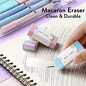 Four Candies Pastel Mechanical Pencil Set - 3PCS 0.7mm Mechanical Pencils with 360PCS HB Lead Refills, 3PCS Erasers and 9PCS Eraser Refills, Cute Colored Mechanical Pencils for Drawing & Writing
