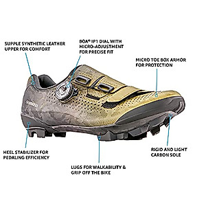 SHIMANO SH-RX800W High-Performance SPD Women’s Gravel Racing Shoe, Gold, 9-9.5