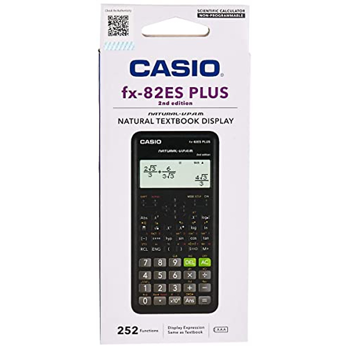 Casio Fx-82es Fx82es Plus Bk Display Scientific Calculations Calculator with 252 Functions