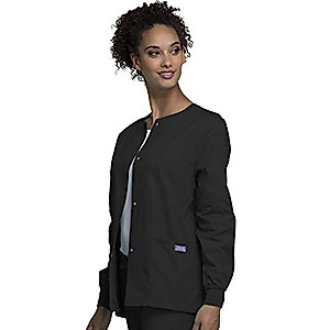 Snap Front Workwear Originals Scrub Jackets for Women Plus Size 4350, 3XL, Black