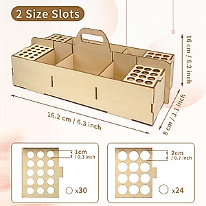 G TASTE Wooden Paint Brush Holder with 60 Holes, Craft Supplies Storage Rack, Brush Tool Holder, Paint Brush Organizer with MDF Material, Suitable for Arts Writing Tools