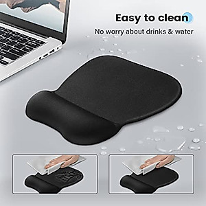 Soqool Mouse Pad, Ergonomic Mouse Pad with Wrist Support Gel Mouse Pad with Wrist Rest, Pain Relief Mousepad with Non-Slip PU Base for Laptop, Office & Home, 9.4 x 8.1 in, Classic Black