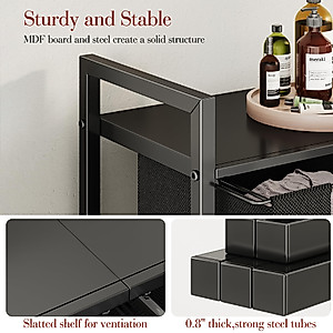 Kitstorack Laundry Basket Organizer, Laundry Hamper with Shelf & 2 Pull-Out Removable Bags, Dirty Clothes Hamper Organizer for Laundry Room Bathroom and Dorm, 2 x 11.8 gallons (44.5L)