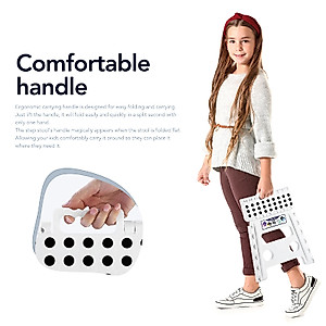 Delxo 13" Folding Step Stool for Kids and Adults, Non-Slip Foldable Step Stools with Handle,Plastic Portable Folding Stool for Bathroom,Bedroom,Kitchen,Hold up to 300lbs White