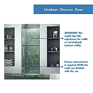 DreamLine Unidoor 28 in. W x 72 in. H Frameless Hinged Shower Door in Brushed Nickel, SHDR-20287210F-04