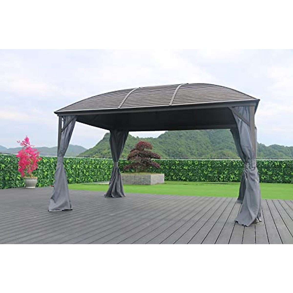 Replacement Gazebo Curtains Sidewalls 4 Panels for Patio Garden Backyard,only Curtains(12'x12', Grey)