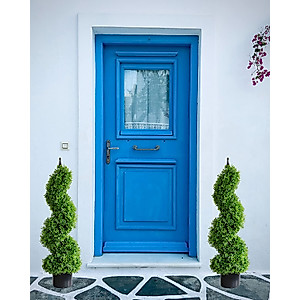 momoplant Artificial Topiary Outdoor Boxwood Spiral Topiary Tree 3ft (2 Pieces) Faux Topiary Tree Outdoor Feaux Plant for Decorative Indoor/Outdoor/Garden (35inch)