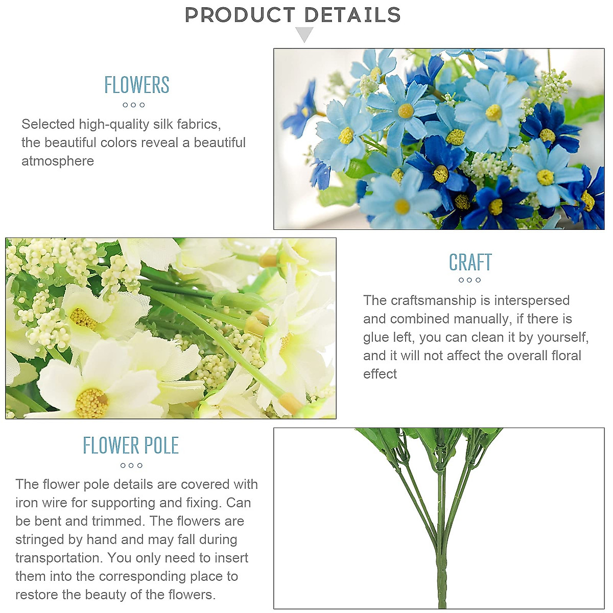 Leaflai 6Pack Artificial Flowers for Outdoors, UV Resistant Outdoors Fake Plants Faux Plastic Flower in Bulk for Hanging Planters Outside Porch Vase Home Window Garden Decoration