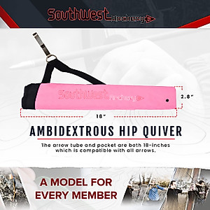 Southwest Archery Universal Hip Quiver - Two Removable 18 inch Arrow Tubes - Clips on to Your Belt – Right and Left Handed - Pink