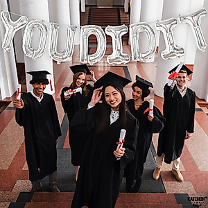 KatchOn, Silver You Did It Balloons - 16 Inch | You Did It Banner for Graduation Decorations Class of 2024 | You Did It Balloons Banner, Graduation Balloons Class of 2024 | Graduation Foil Balloons